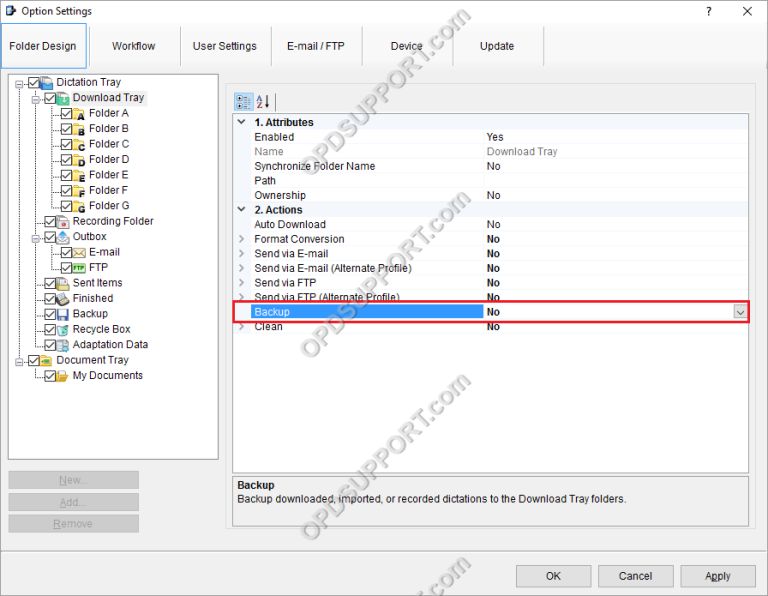 Backup feature - Professional Audio Support