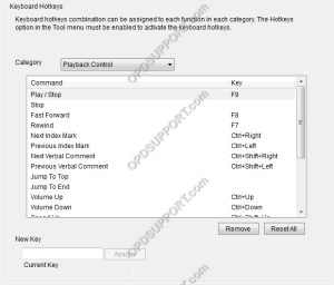 Keyboard Hotkeys in ODMS - Professional Audio Support