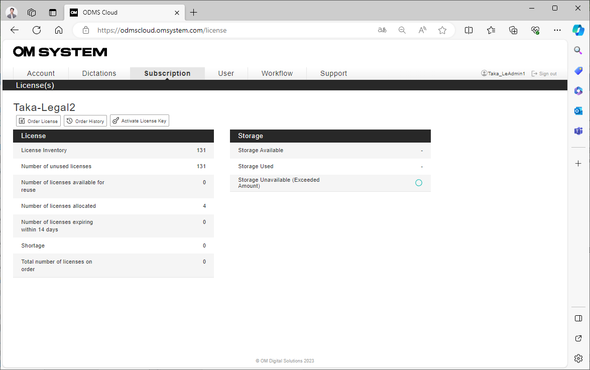 ODMS CLOUD: License Management – License Information Display Screen ...