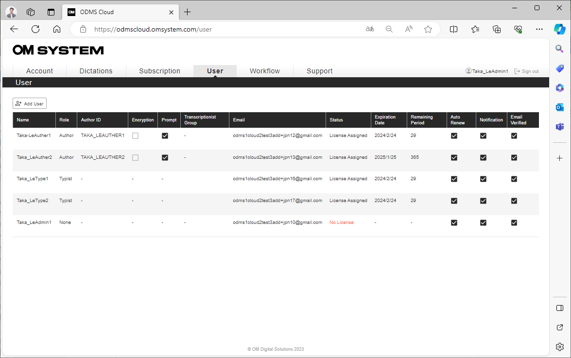ODMS CLOUD: License Management – License Management per User. - Professional Audio Support